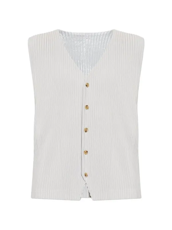 Issey Miyake Pleated V-neck Vest - Multicolor
