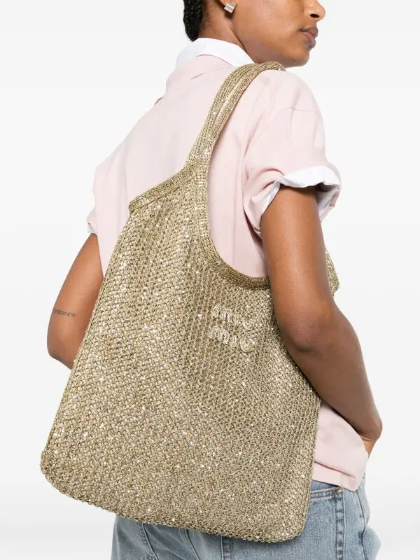 Miu Miu Sequined Net Shoulder Bag - Multicolor