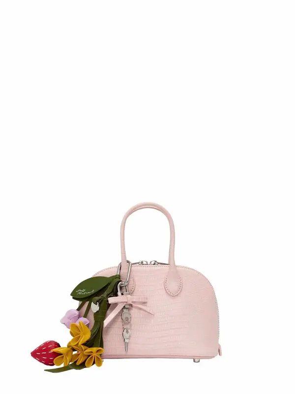 SELF-PORTRAIT Lizard-embossed Leather Mini Bag With Charms - Multicolor