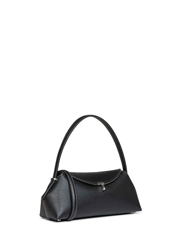 TOTEME Black T-lock Shoulder Bag In Grained Calf Leather - Multicolor