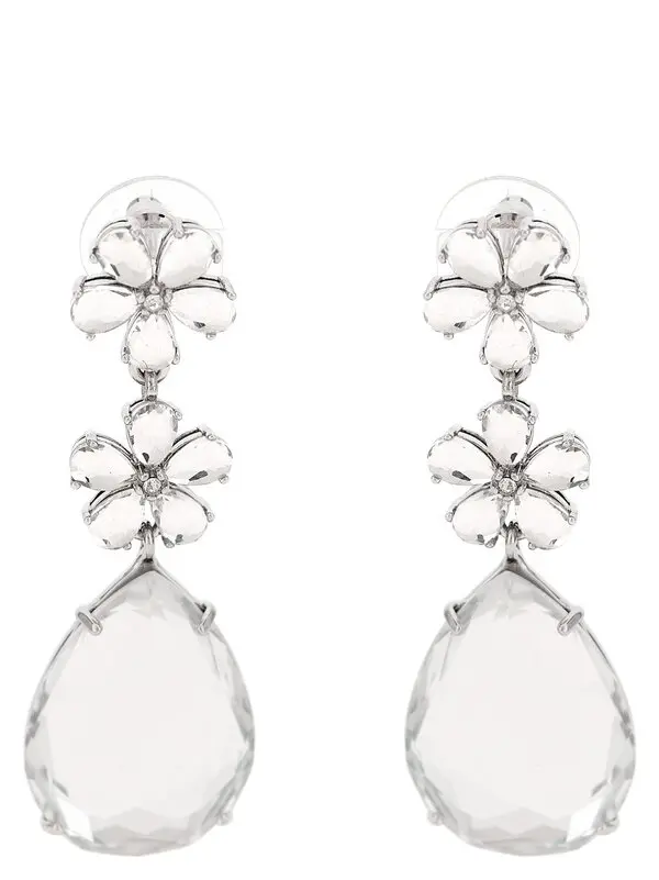 SELF-PORTRAIT Crystal Flower Tiered Earrings - Silver