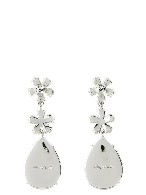 SELF-PORTRAIT Crystal Flower Tiered Earrings - Silver