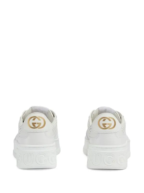 Gucci White Calf Leather Panelled Gg Supreme Canvas Sneakers - Multicolor