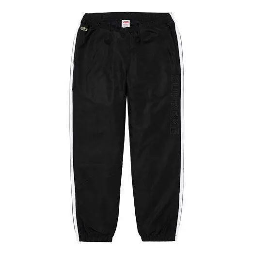 Supreme Fw19 Week 5 X Lacoste Track Pant Crossover Waterproof Nylon Pants - Black