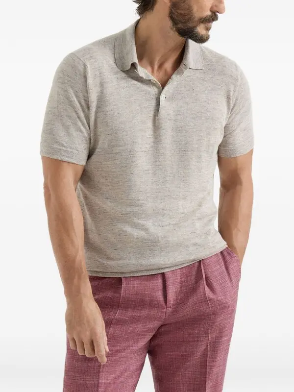 Brunello Cucinelli Linen And Cotton Blend Polo Shirt - Multicolor
