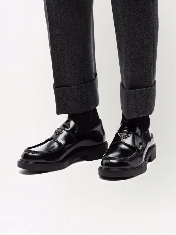 Prada Chocolate Leather Loafers - Multicolor