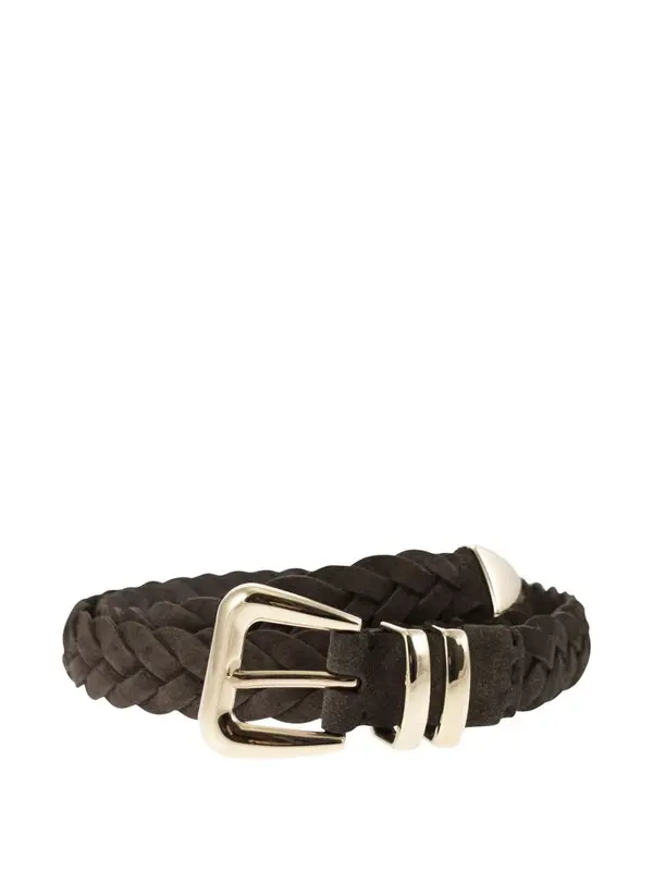 Brunello Cucinelli Braided Suede-effect Leather Belt With Metal Buckle - Multicolor