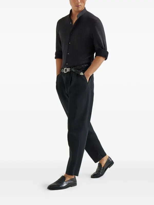 Brunello Cucinelli Garment-dyed Double Pleat Cotton Trousers - Multicolor