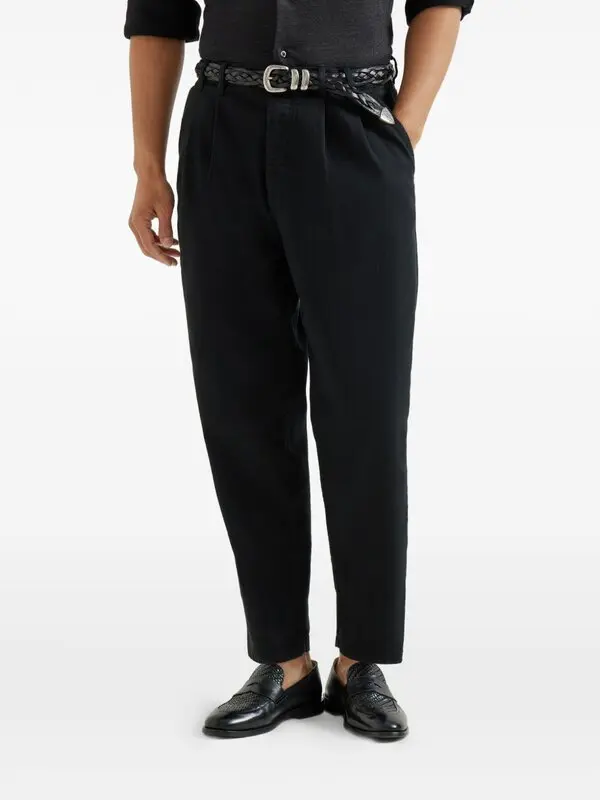 Brunello Cucinelli Garment-dyed Double Pleat Cotton Trousers - Multicolor
