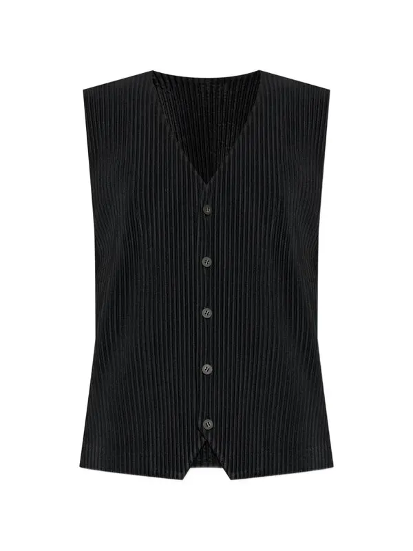 Issey Miyake Homme Plissé Pleated V-neck Vest - Multicolor
