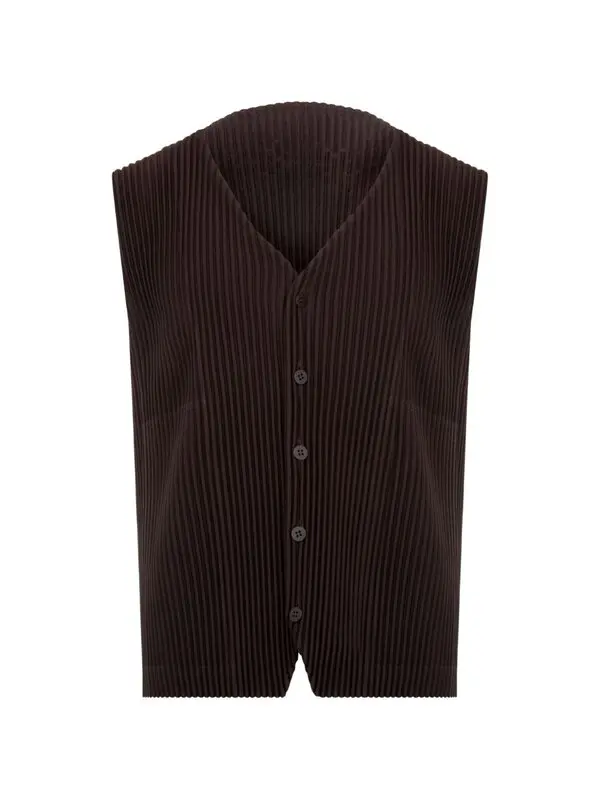 Issey Miyake Pleated V-neck Vest - Multicolor