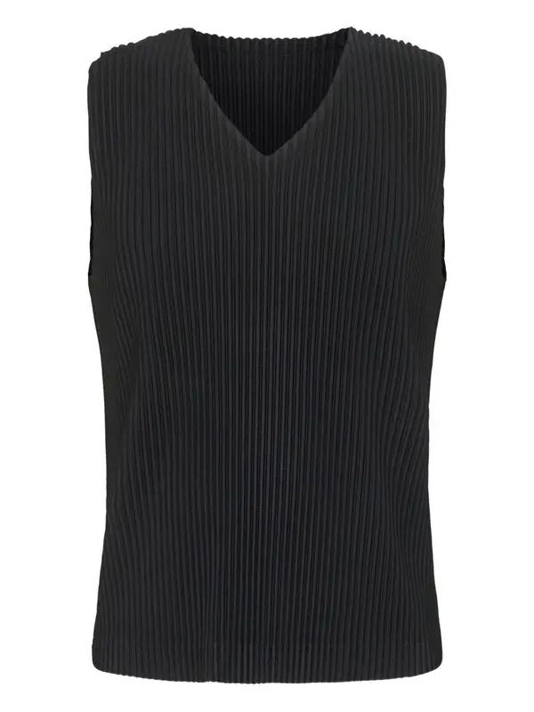Issey Miyake Pleated V-neck Top - Multicolor