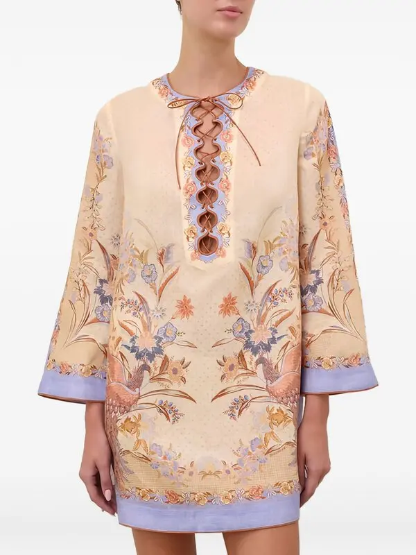 Zimmermann Indra Linen Mini Dress - Multicolor