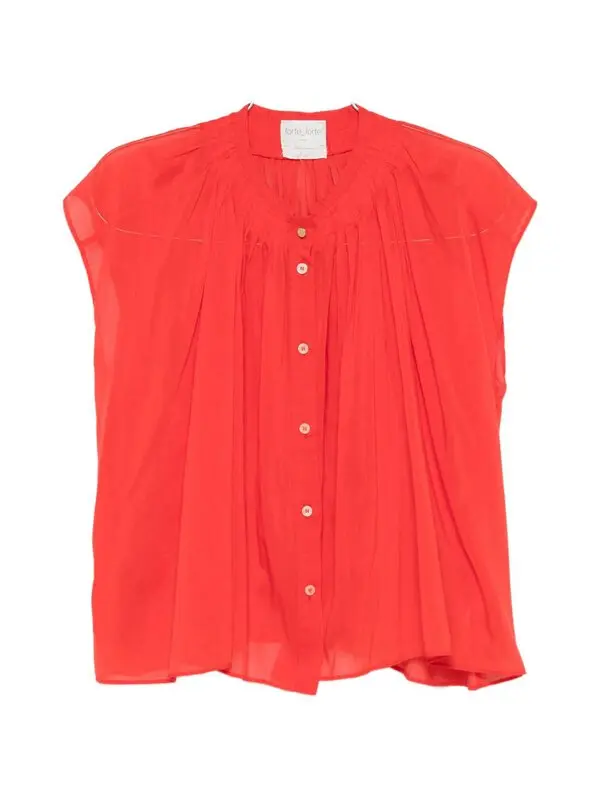 FORTE_FORTE Voile Cotton And Silk Shirt With Gathered Detailing - Multicolor