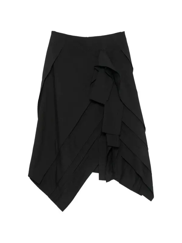 Bottega Veneta Black Asymmetric Hem Ruffled Skirt - Multicolor