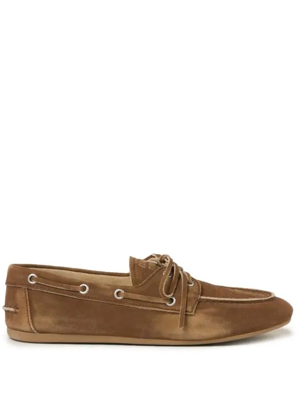 Miu Miu Embossed Logo Leather Loafers - Multicolor