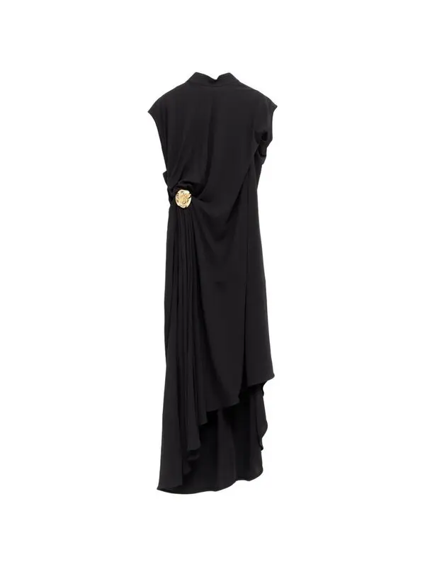 Bottega Veneta Black Crepe Midi Dress - Multicolor
