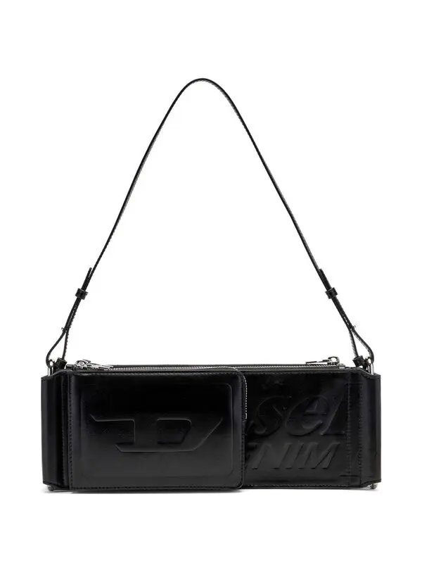 DIESEL® Black Embossed Logo Shoulder Bag - Multicolor