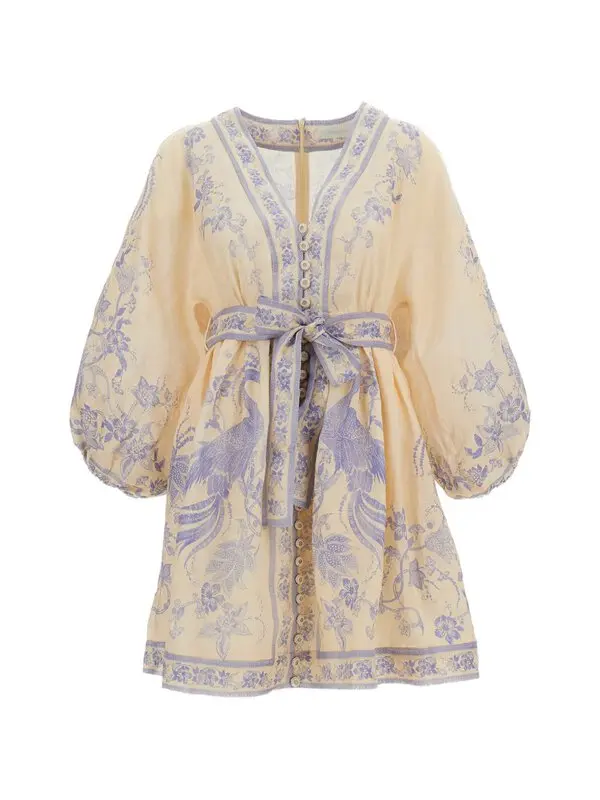 Zimmermann Indra Linen Mini Dress - Multicolor