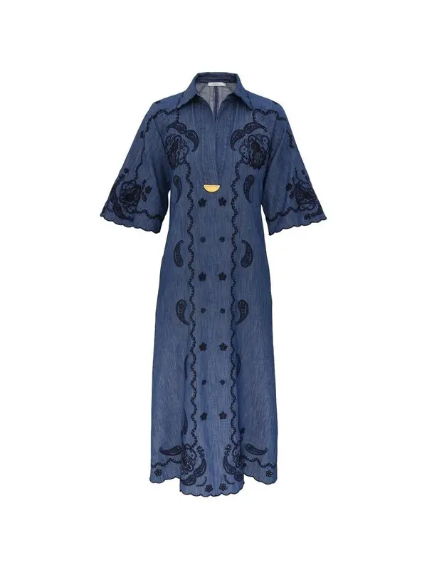 Zimmermann Aster Denim Midi Dress - Multicolor