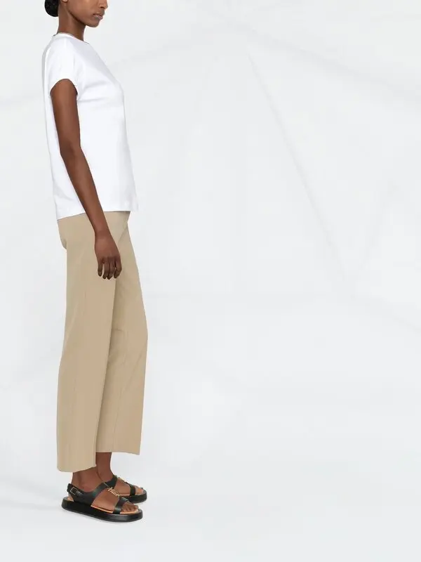 Brunello Cucinelli White Stretch-cotton T-shirt With Chain-link Detailing - Multicolor
