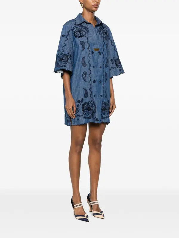 Zimmermann Aster Denim Mini Dress - Multicolor