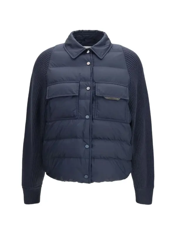 Brunello Cucinelli Padded Jacket With Monili Chain Detail - Multicolor