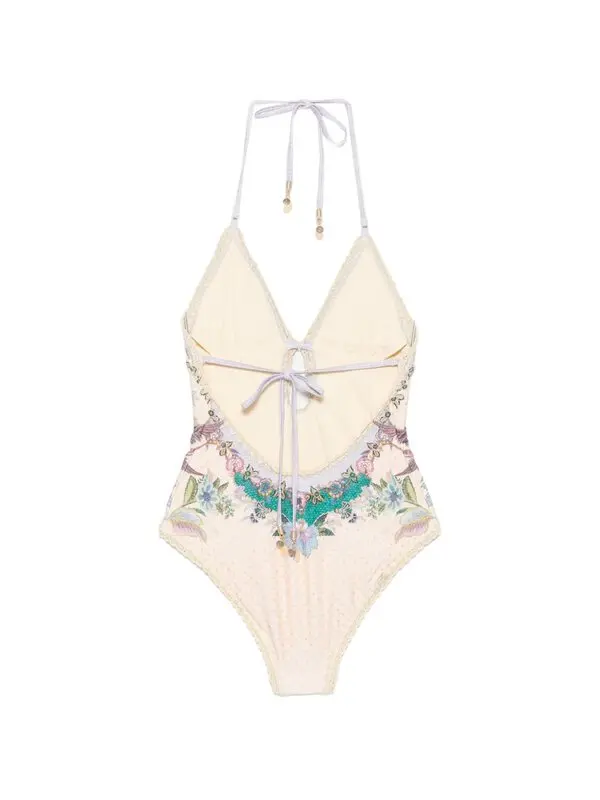 Zimmermann Indra Halterneck V-neck Swimsuit - Multicolor