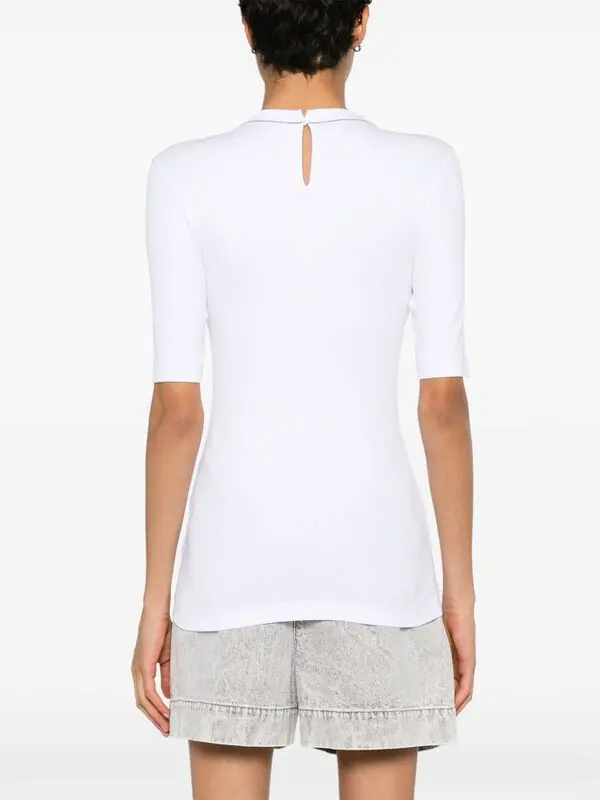 Brunello Cucinelli Cotton Crewneck Sweater With Monili Chain Detail - Multicolor