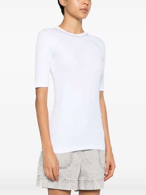 Brunello Cucinelli Cotton Crewneck Sweater With Monili Chain Detail - Multicolor