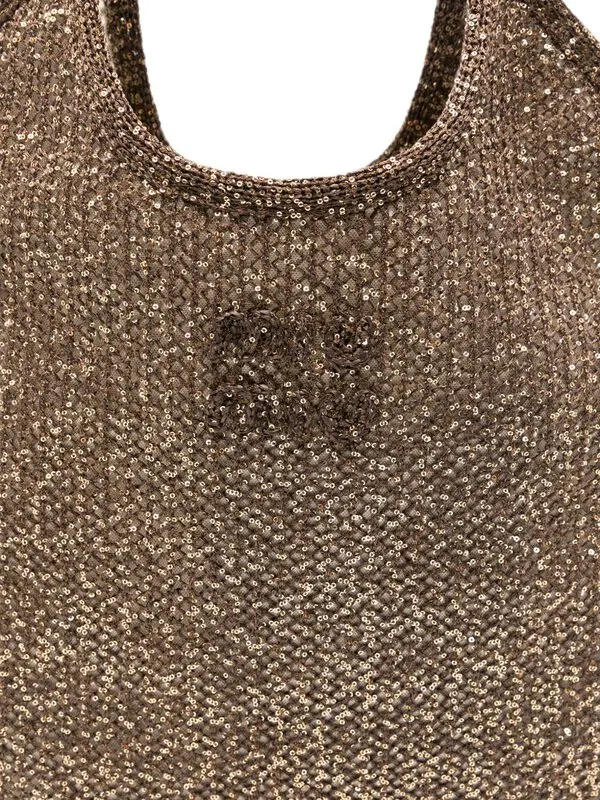 Miu Miu Sequined Crochet Knit Shoulder Bag