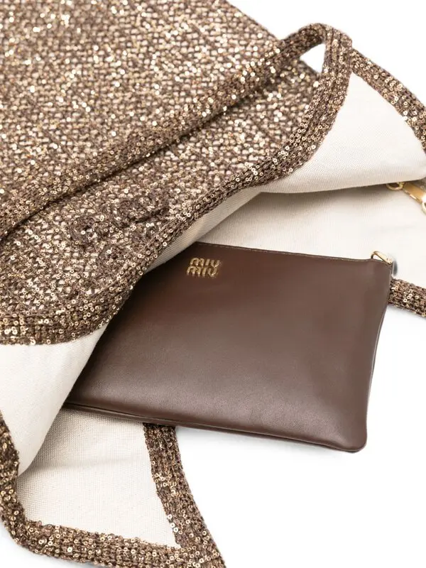 Miu Miu Sequined Crochet Knit Shoulder Bag - Multicolor