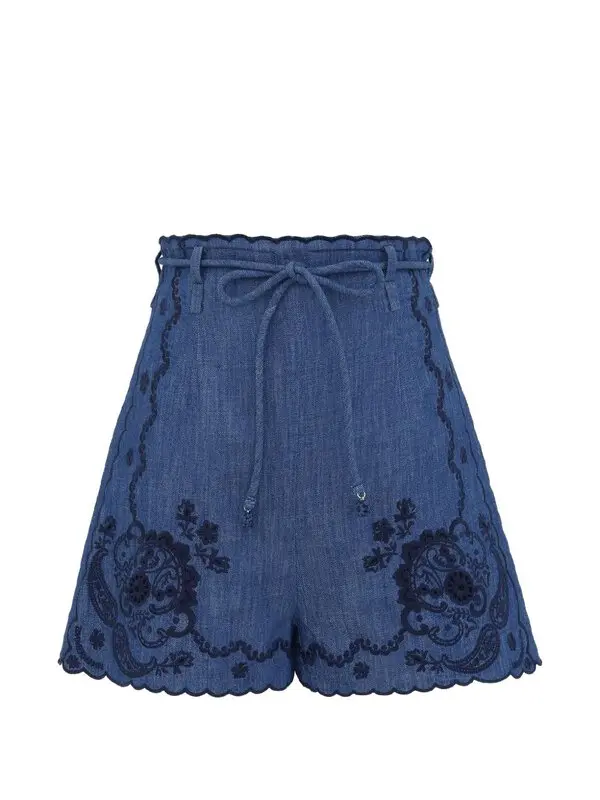 Zimmermann Aster Denim Shorts - Multicolor