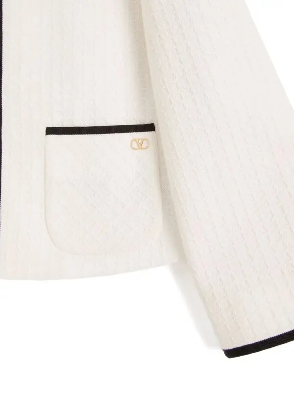 Valentino Garavani Canestrello Cotton Tweed Jacket With Vlogo Detail - Multicolor