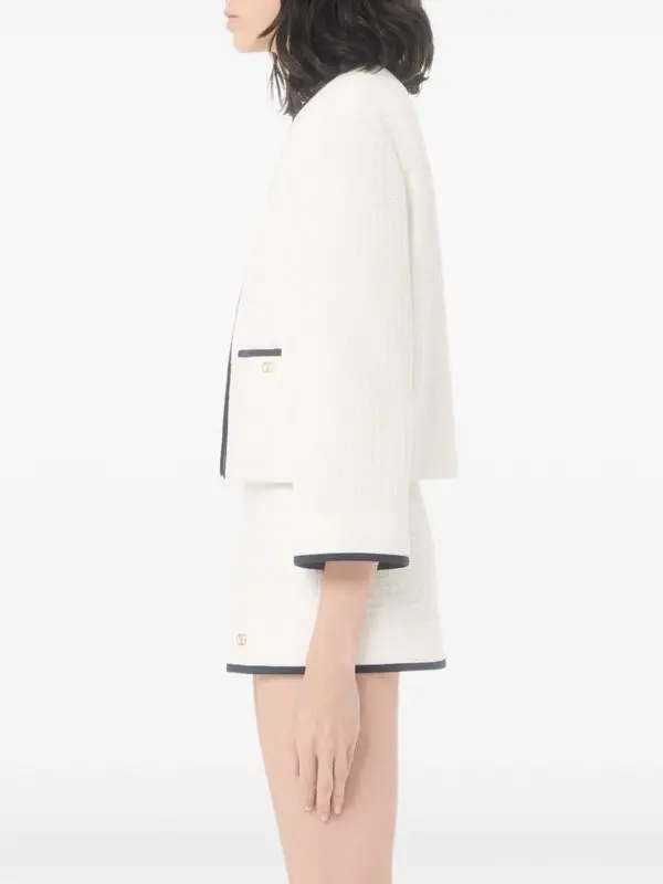 Valentino Garavani Canestrello Cotton Tweed Jacket With Vlogo Detail - Multicolor