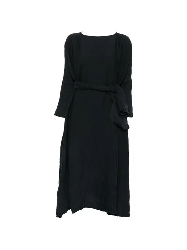 DANIELA GREGIS Black Crinkled Cotton Dress