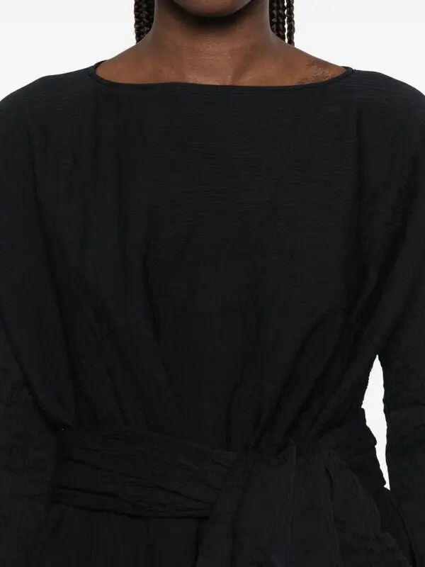 DANIELA GREGIS Black Crinkled Cotton Dress