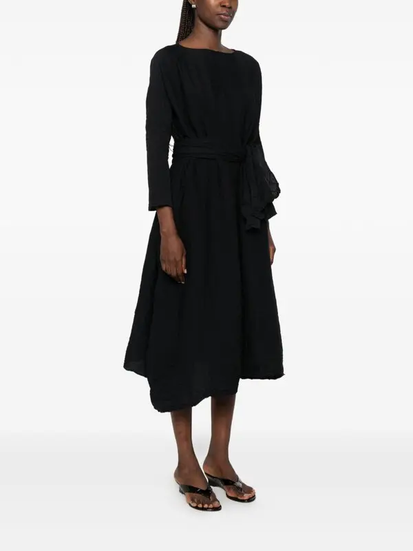 DANIELA GREGIS Black Crinkled Cotton Dress