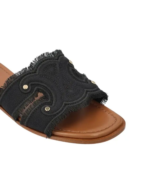 Celine Marina Canvas Slides With Stud Detail