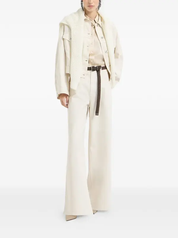 Brunello Cucinelli Linen And Cotton Blend Jacket With Monili Detail