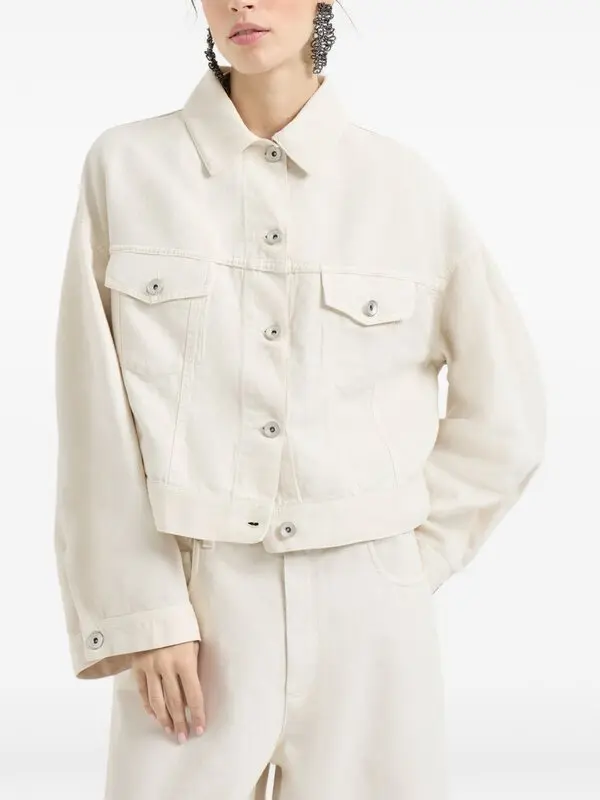 Brunello Cucinelli Linen And Cotton Blend Jacket With Monili Detail