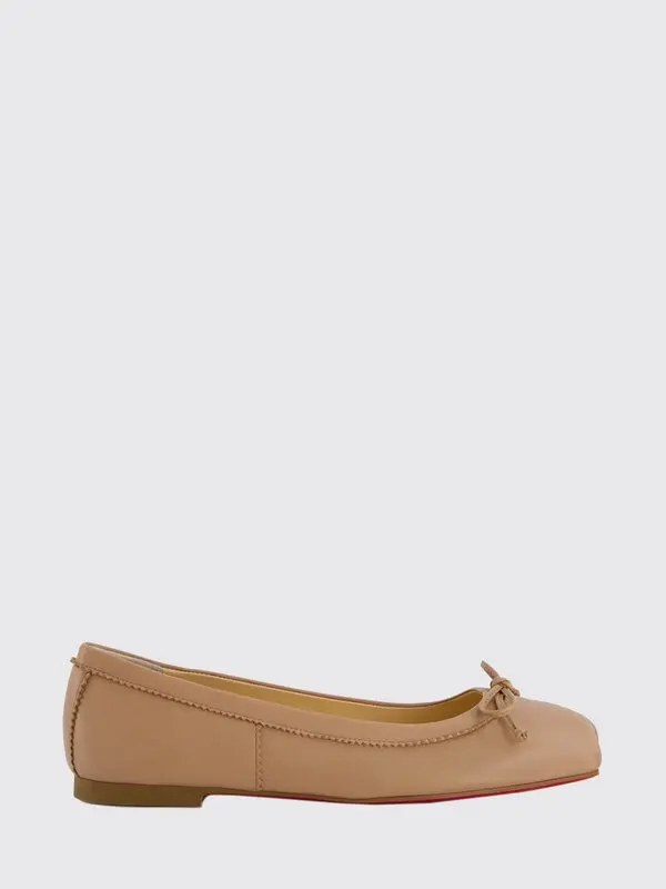 CHRISTIAN LOUBOUTIN Beige Calf Leather Ballet Flats - Cream