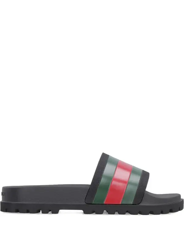 Gucci Web Detail Pool Slides - Multicolor