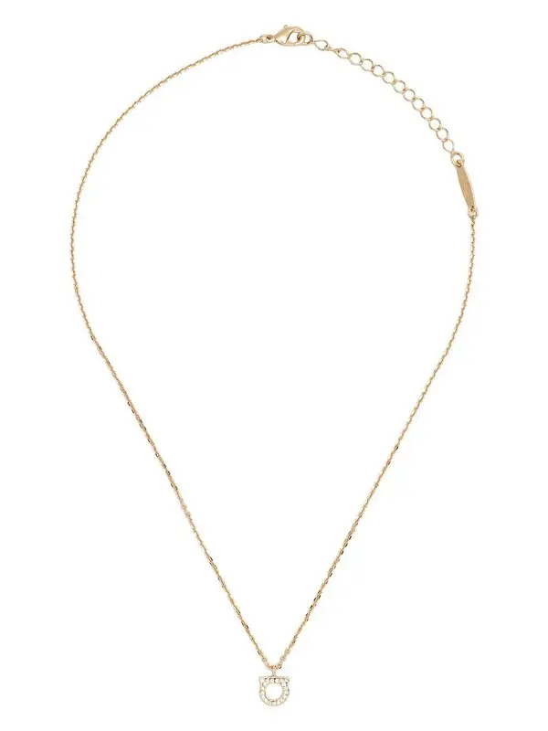 FERRAGAMO Crystal-embellished Gancini Necklace - Silver
