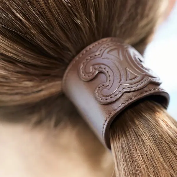Celine Leather Hair Cuff With Embossed Logo Detail