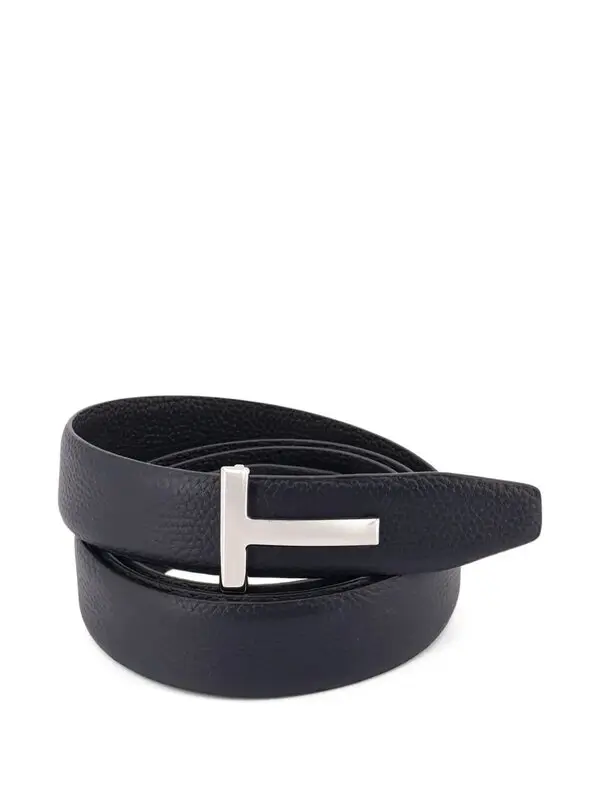 TOM FORD T-buckle Grained Leather Belt - Blue