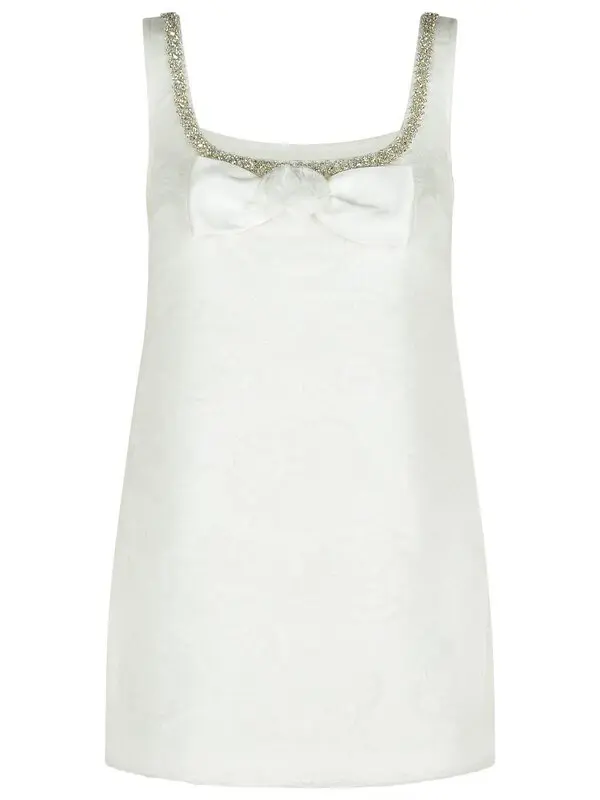 SELF-PORTRAIT Tulle Dress With Crystal Embellishments And Bow Detail