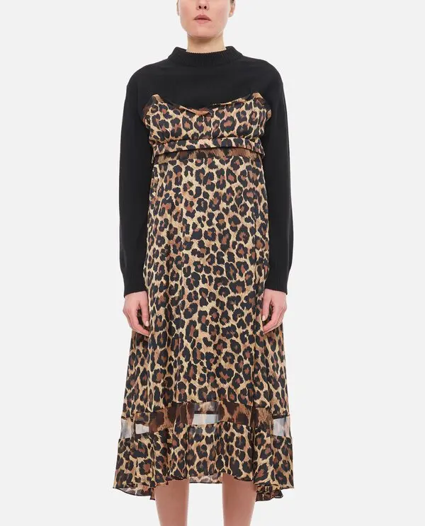 Sacai Leopard Print Knit Dress