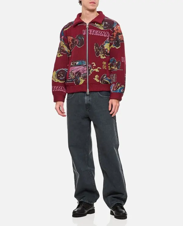 Sacai Patterned Knit Zip-up Cardigan