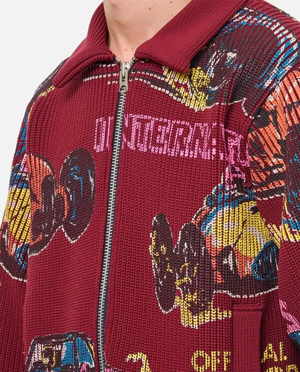 Sacai Patterned Knit Zip-up Cardigan